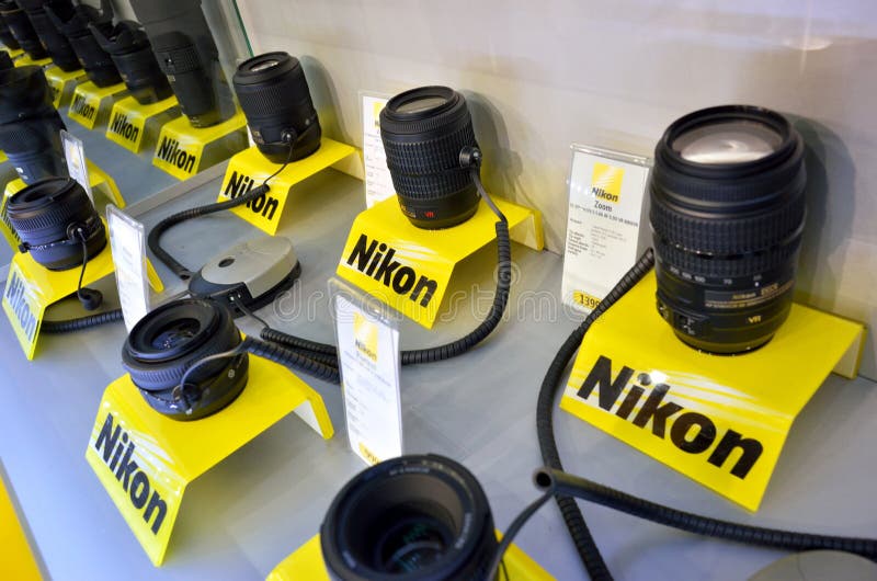Nikon Lens Close Up With Tabel In The Background Editorial Stock Photo ...