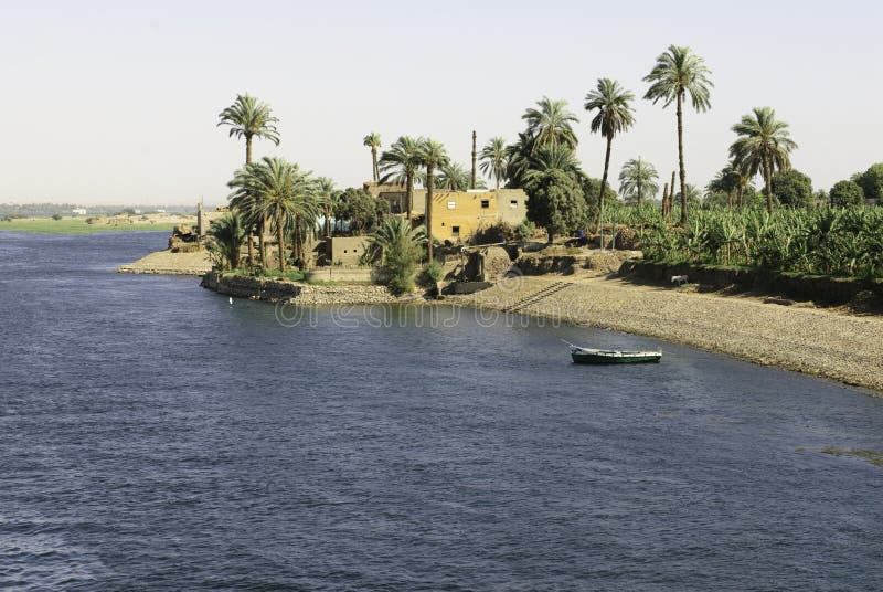 Nile in Egypt stock photo. Image of palm, flora, clouds - 11136156