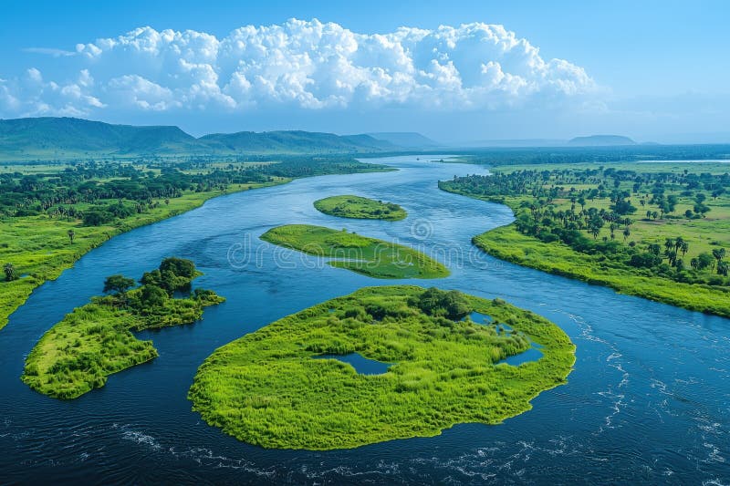Nile River. Beautiful Summer Landscape Stock Illustration ...