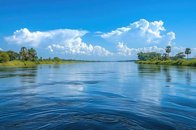 Nile River. Beautiful Summer Landscape Stock Illustration ...