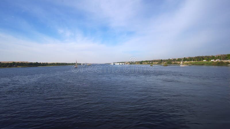 Panorama of the Nile River in Aswan Stock Footage - Video of sailboat ...