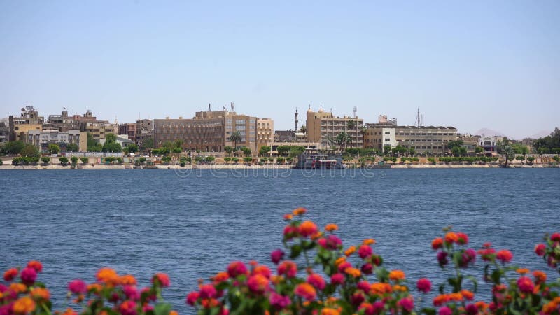 Nile Riverfront at Cairo Egypt Panorama Stock Footage - Video of palms ...