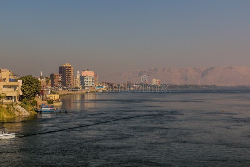 Nile riverside city in Egy stock photo. Image of buildings - 266979106