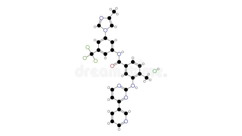Nilotinib Hydrochloride Molecule, Structural Chemical Formula, Ball-and ...