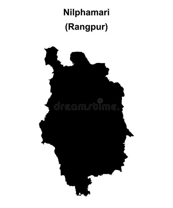 Nilphamari outline map stock vector. Illustration of contour - 371637533