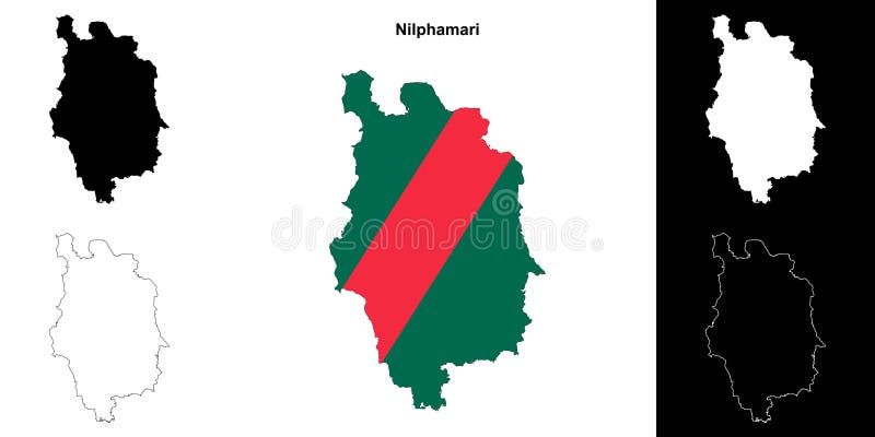 Nilphamari outline map stock vector. Illustration of area - 357724482