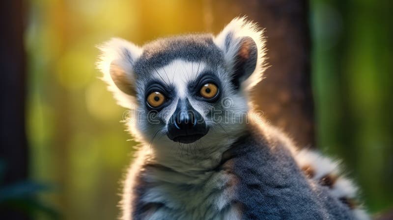 Nimble Ring Tailed Lemur, Ring Tailed Lemur Portrait of Forest Stock ...