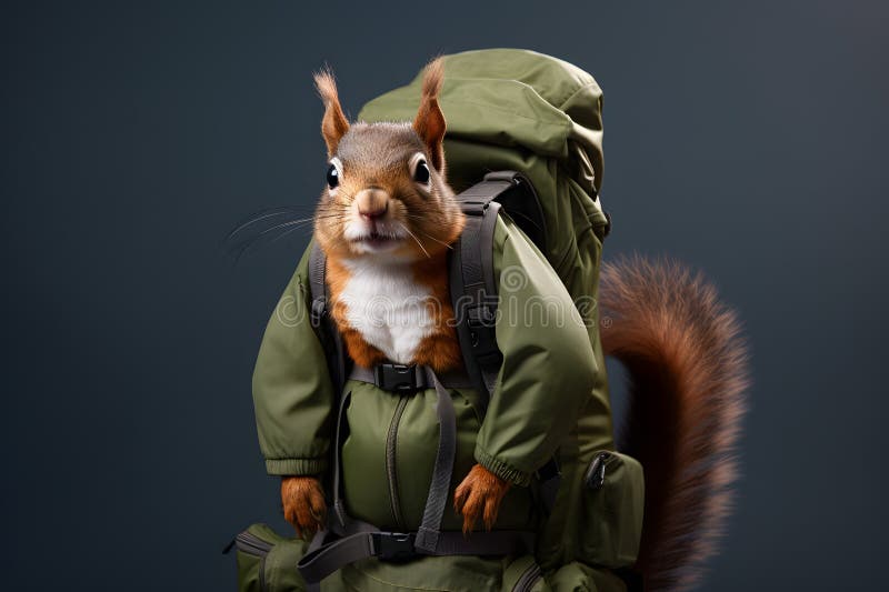 Nimble Squirrel with Backpack Portrait. Generative AI Illustration ...