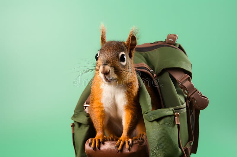 Nimble Squirrel with Backpack Portrait. Generative AI Illustration ...