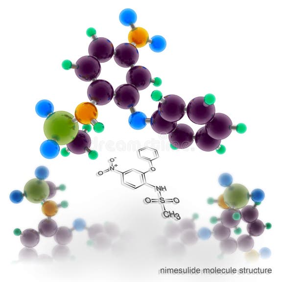 Nimesulide Molecule Structure Stock Illustration - Illustration of ...