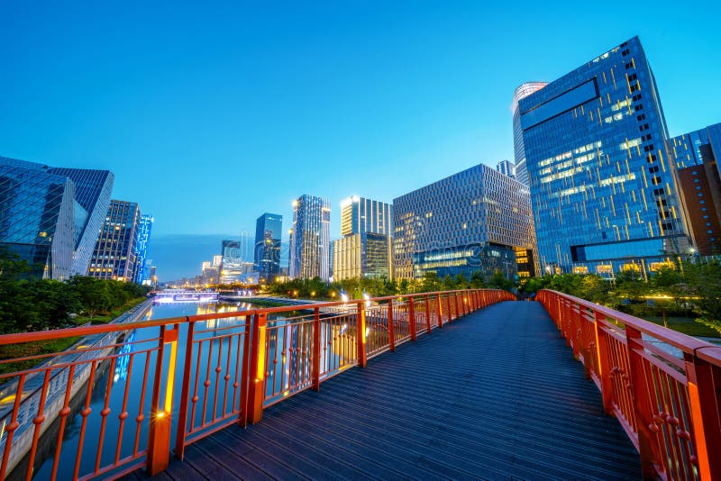 Ninbo City, China, Night View Stock Image - Image of platform ...