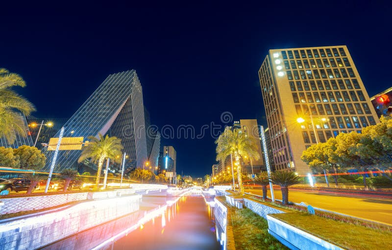 Ninbo City, China, Night View Stock Image - Image of architecture ...