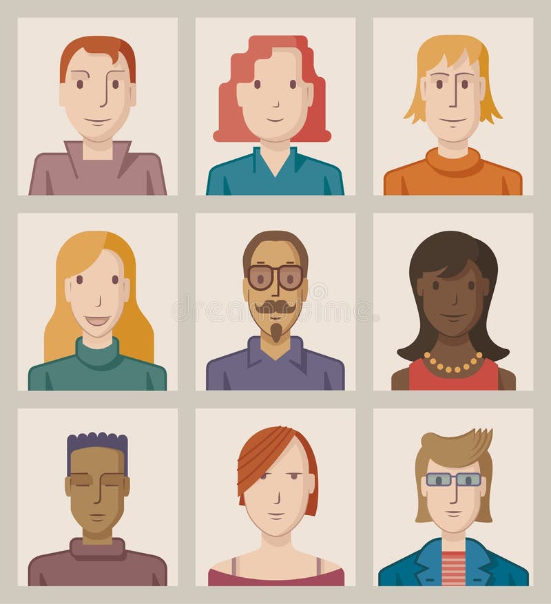 Nine avatars. Flat stock vector. Illustration of people - 215204746