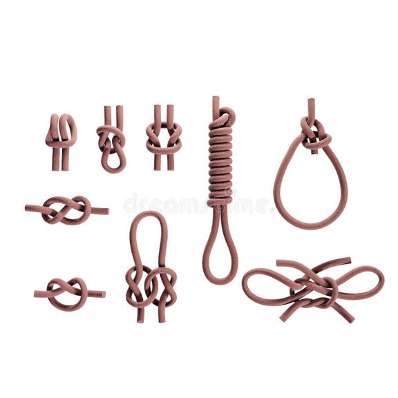 Nine Basic Rope Knot Types on White Stock Illustration - Illustration ...
