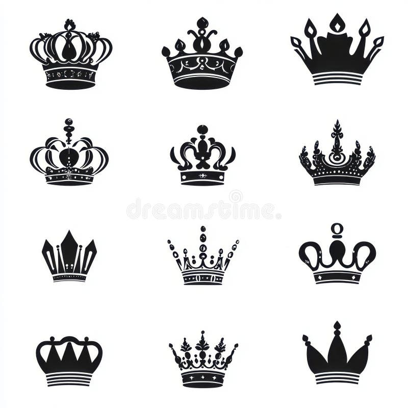 Nine Black Crown Designs Royal Heraldic Symbols Stock Illustration ...