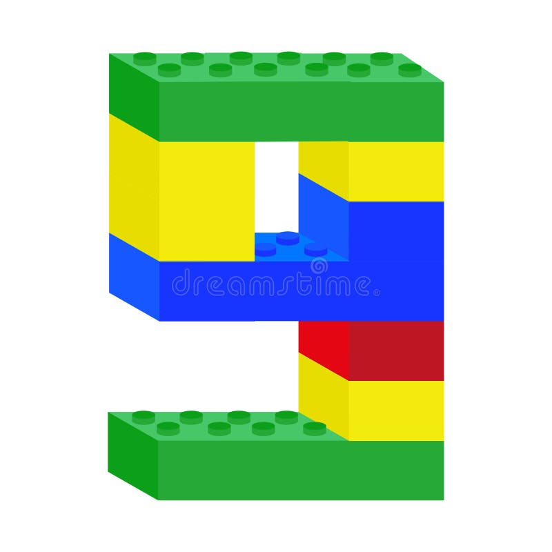 Nine Built from Colorful Plastic Building Blocks. 9 from Plastic ...