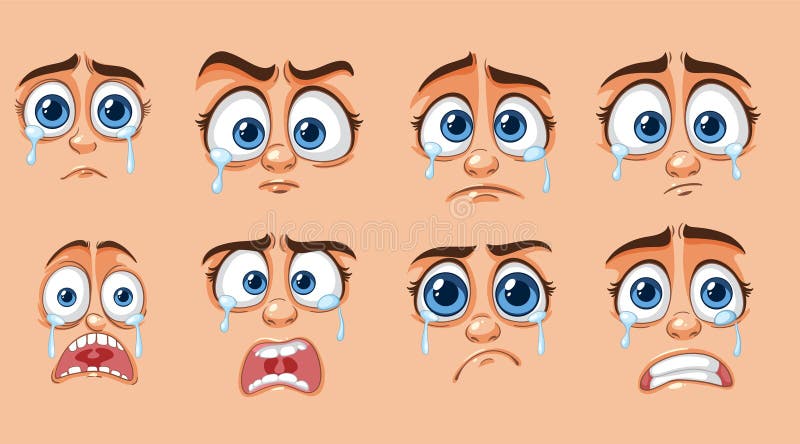 Nine cartoon faces showing stock vector. Illustration of mouth - 319487737