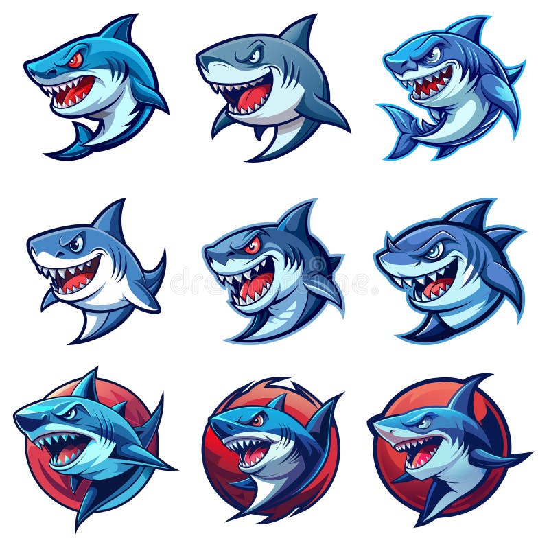 "Fierce Shark Vector Collection – Aggressive Mascot & Logo Designs ...