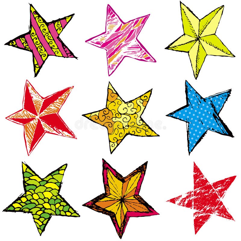 Nine christmas star , stock vector. Illustration of hand - 15884689