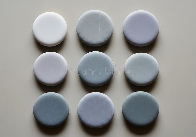 Nine Circular Samples Arranged in a Grid Showing Subtle Color Gradients ...