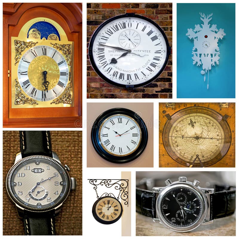 Nine clocks stock image. Image of time, face, numbers - 8968025