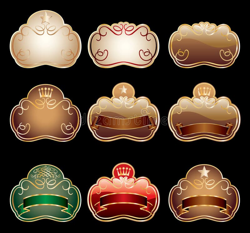 Nine cloud labels stock vector. Illustration of blank - 16525688