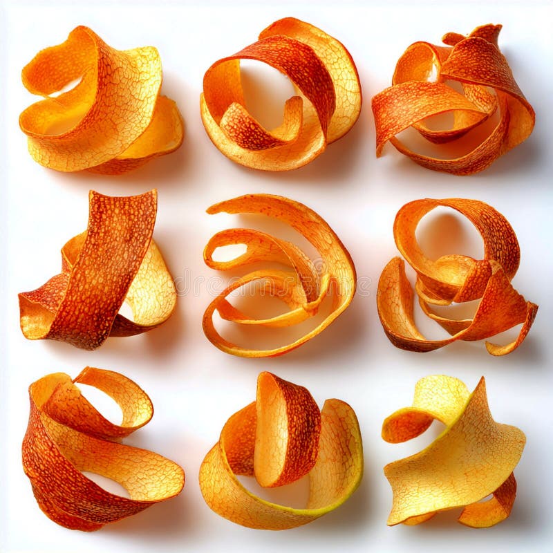 Nine Curly Potato Chips Arranged on a White Surface Grid Stock ...