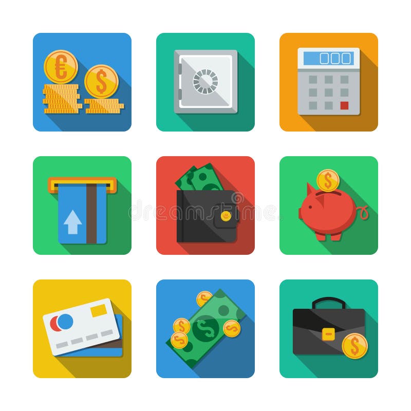 Nine Different Icons in a Flat Style Stock Vector - Illustration of ...