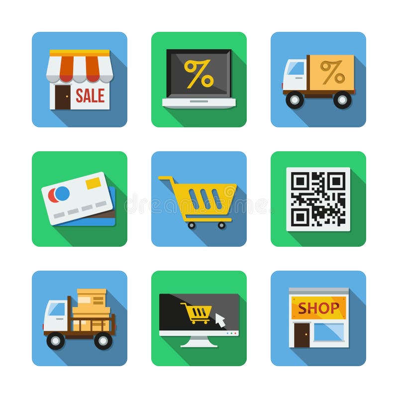 Nine Different Icons in a Flat Style Stock Vector - Illustration of ...