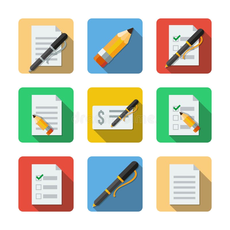 Nine Different Icons in a Flat Style Stock Vector - Illustration of ...