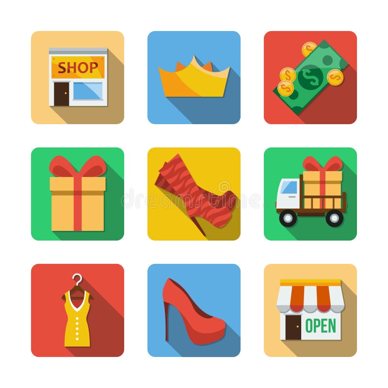 Nine Different Icons in a Flat Style Stock Vector - Illustration of ...