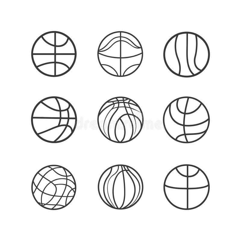Collection of Nine Stylish Basketball Line Art Icons Stock Vector ...