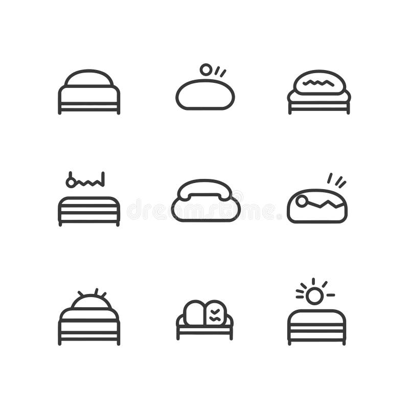 Collection of Nine Line Icons: Beds, Sofas, and Couches Stock Vector ...