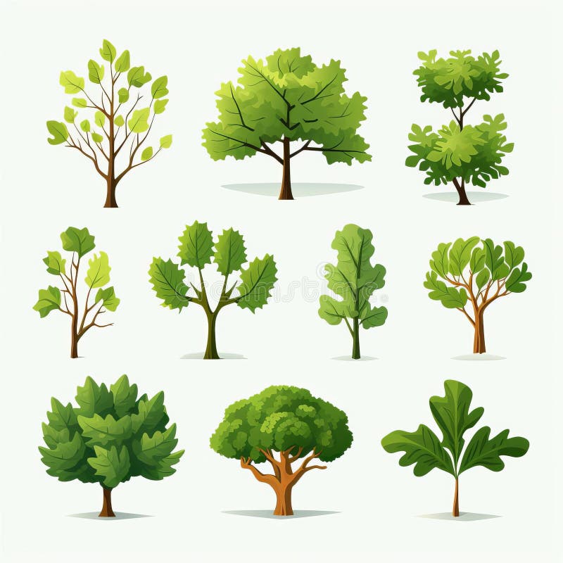 Minimalistic Oak Tree Vector Set For 2d Game Art Stock Illustration Illustration Of Forest