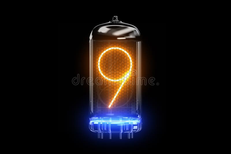 Nine. Digit 9. Nixie Tube Indicator Digit. Gas Discharge Indicators and ...