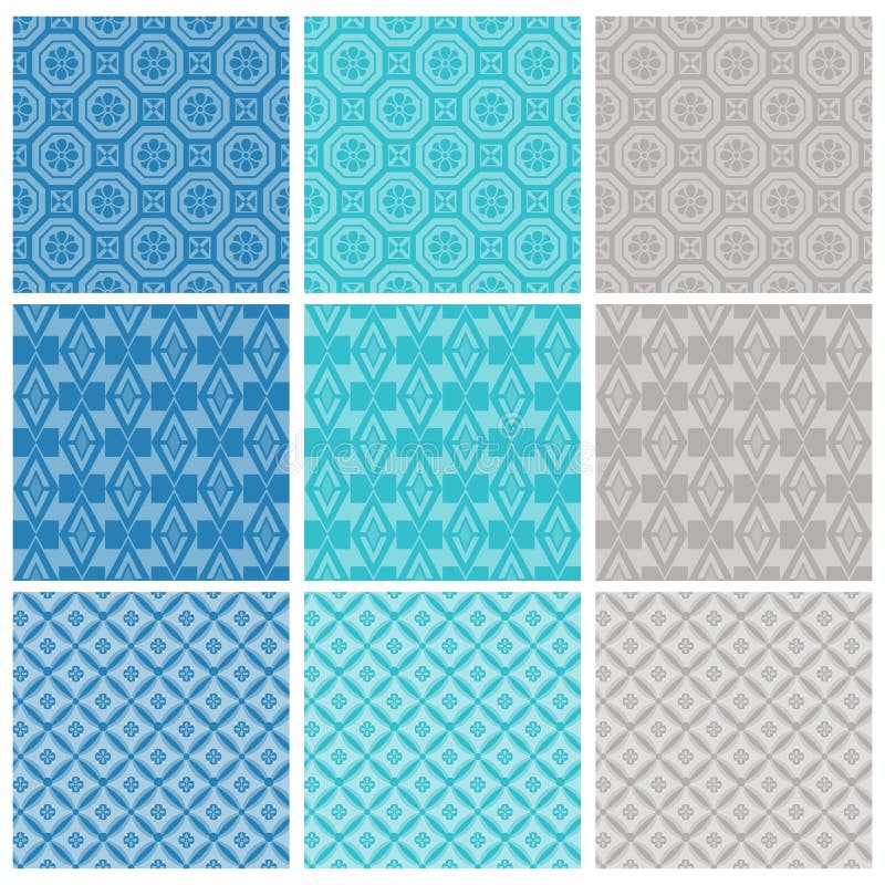 Nine Elegant Textile Or Wallpaper Pattern Stock Vector - Illustration ...