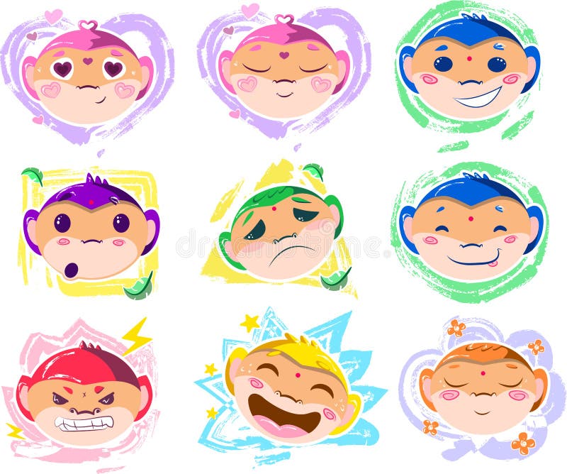 9 (nine) Emotions with One Face Stock Illustration - Illustration of ...