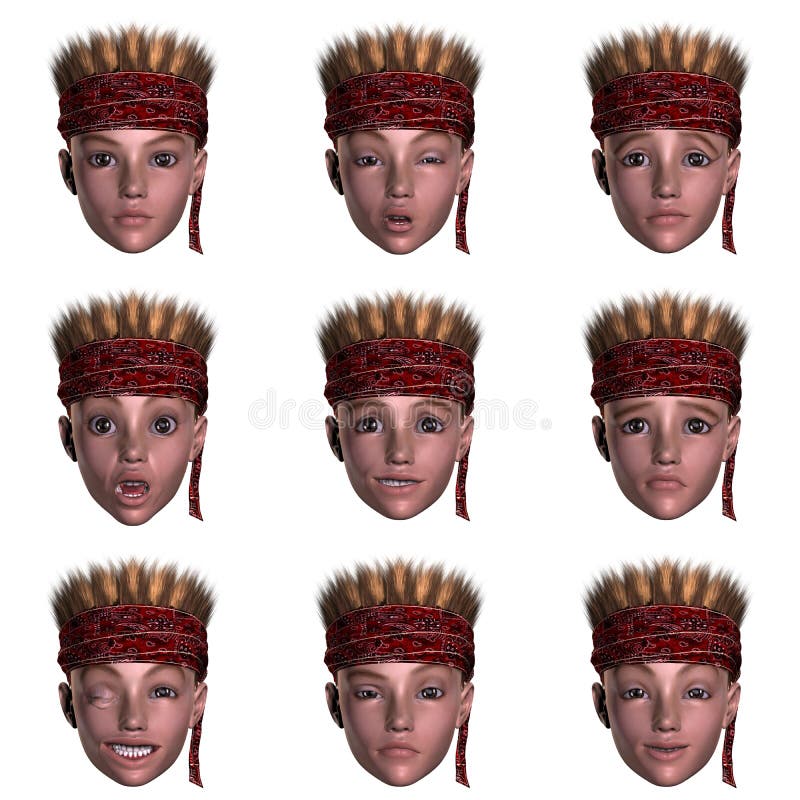 9 (nine) Emotions with One Face Stock Illustration - Illustration of ...