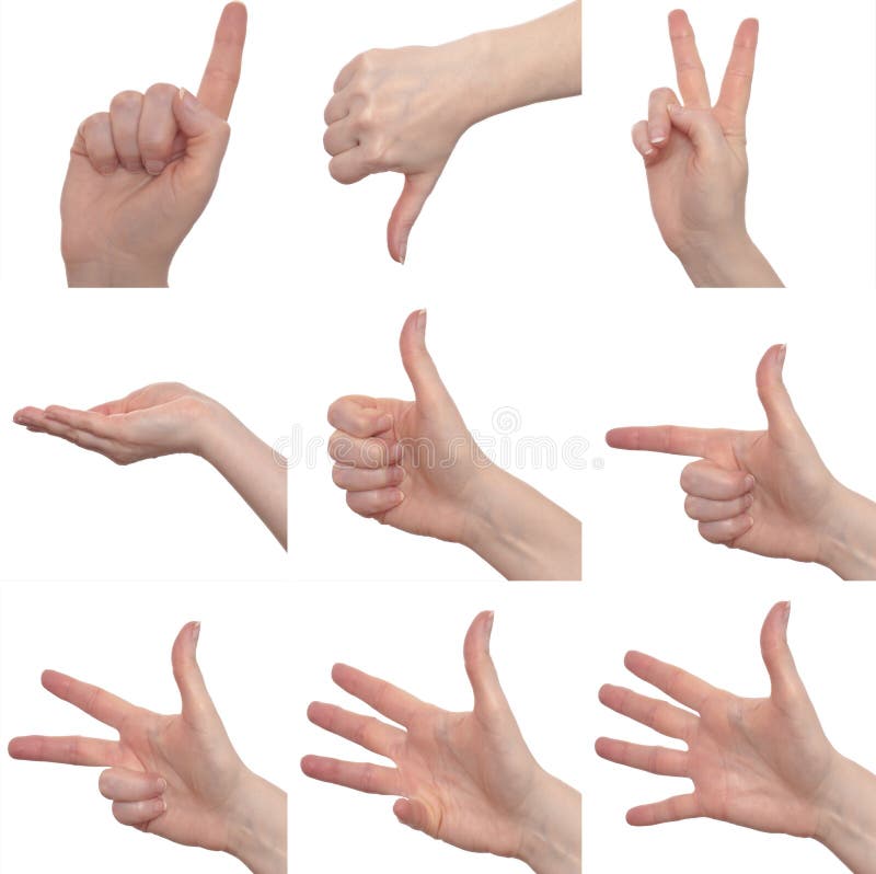 Nine female hand signs stock image. Image of collection - 23116937
