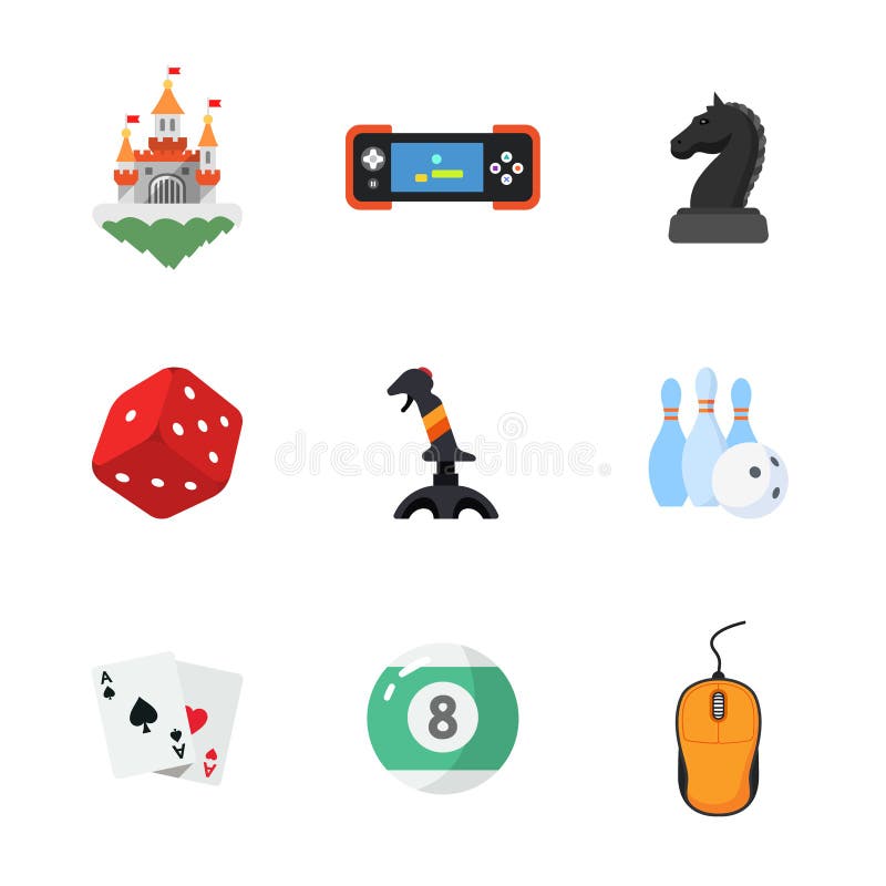 Nine flat game icons stock vector. Illustration of control - 65940618