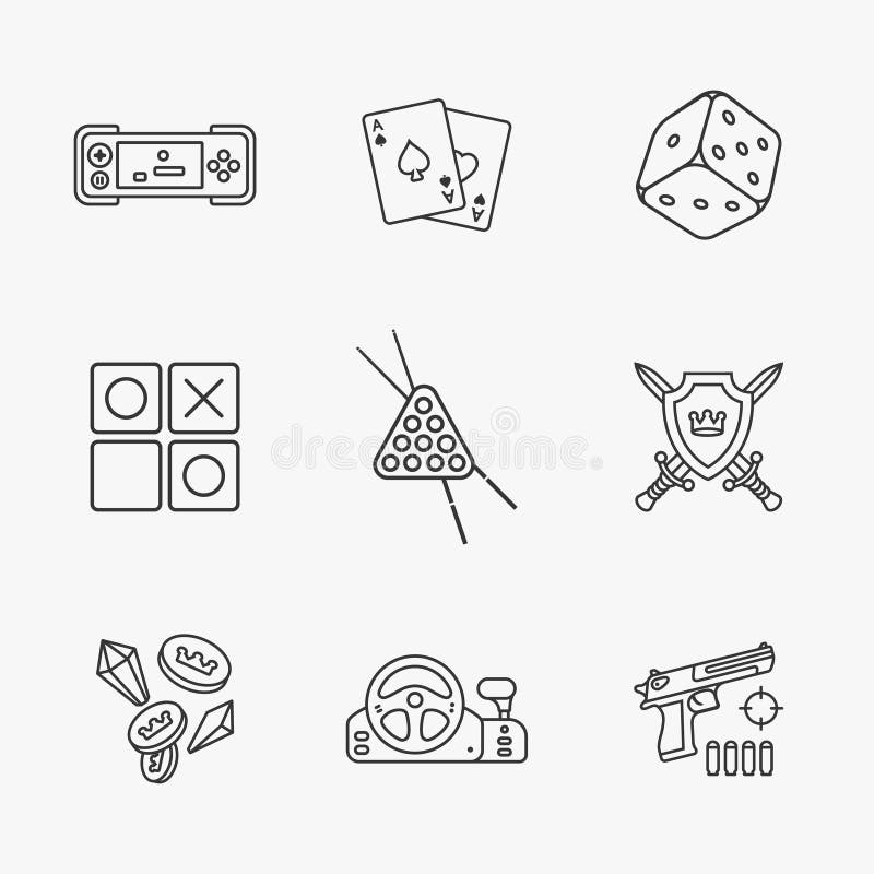 Nine flat game icons stock vector. Illustration of pool - 93113611