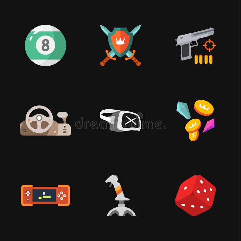 Nine flat game icons stock vector. Illustration of glasses - 93306968