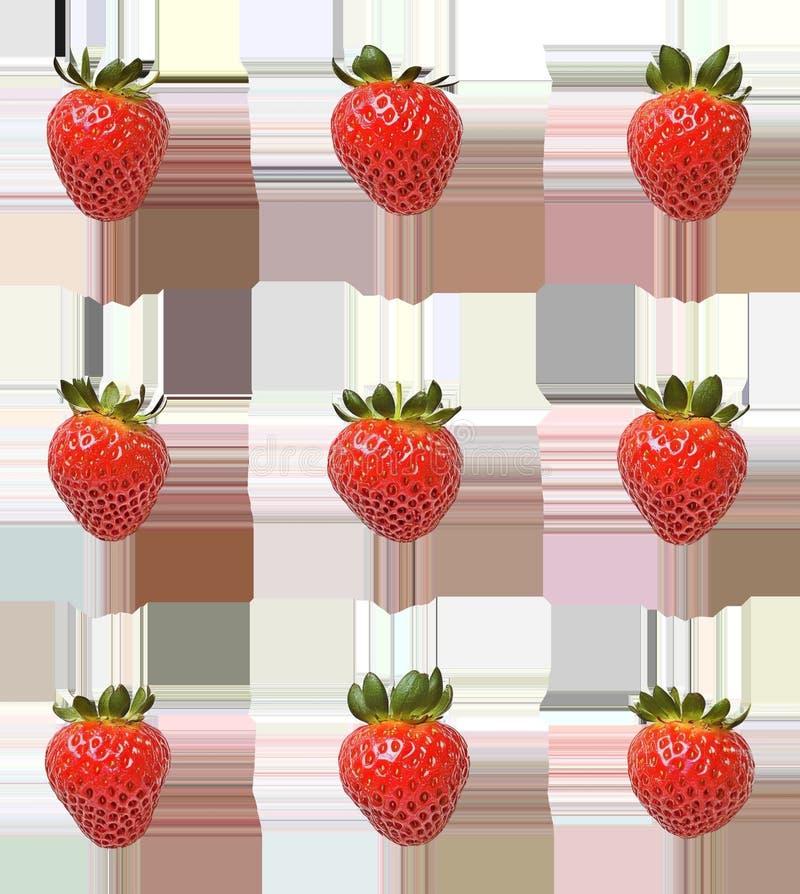 Nine Fresh Strawberries on Transparent Background, Minimalistic Fruit ...