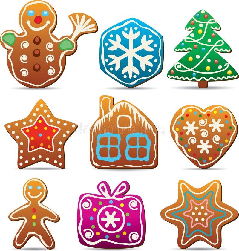 Watercolor Christmas Gingerbread Cookies Stock Vector - Illustration of ...