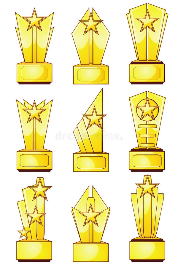 Nine golden awards stock illustration. Illustration of certificate ...