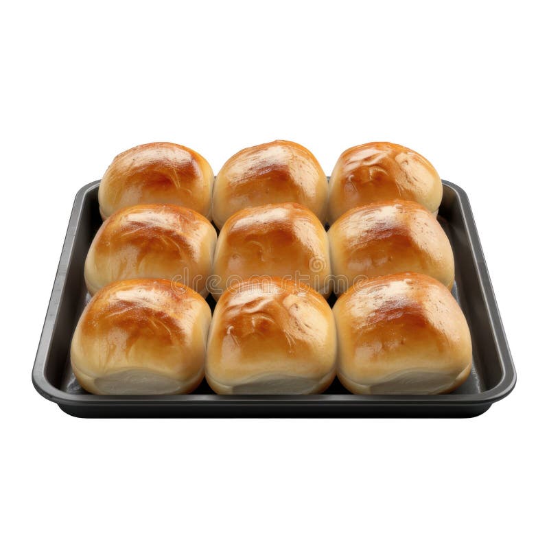 Nine Golden-Brown Bread Rolls in a Baking Sheet Stock Image ...
