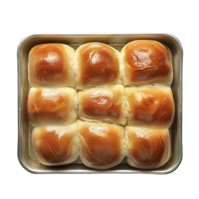 Nine Golden Brown Dinner Rolls in a Baking Pan Stock Photo ...