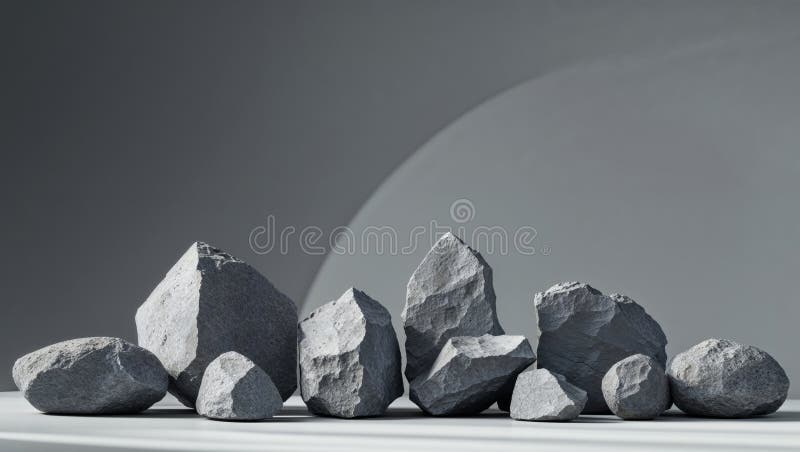 Nine Grey Rocks Various Sizes and Shapes Nature Geology Stock Photo ...