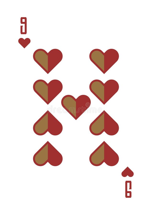 Nine of Hearts. Vector Illustration Decorative Design Stock Vector ...