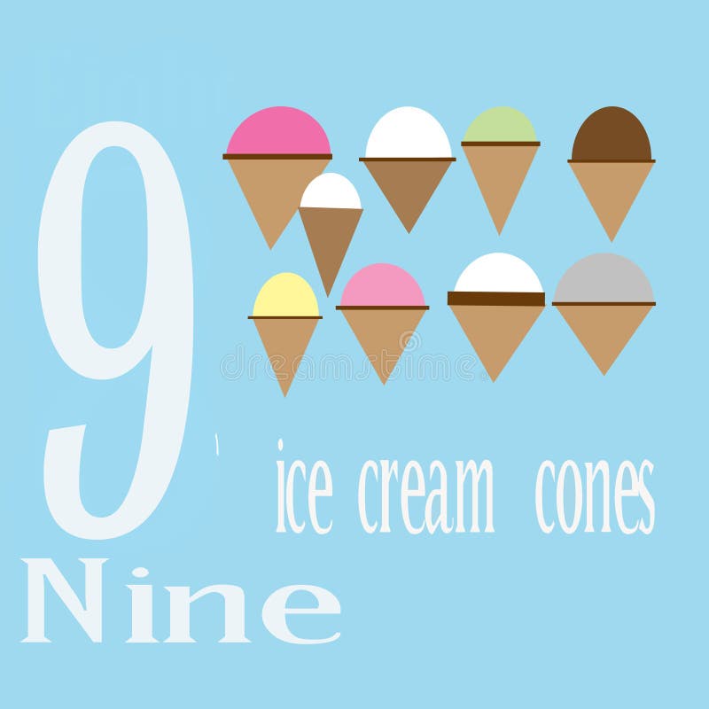 Nine Ice Cream Cones stock illustration. Illustration of nine - 14281934